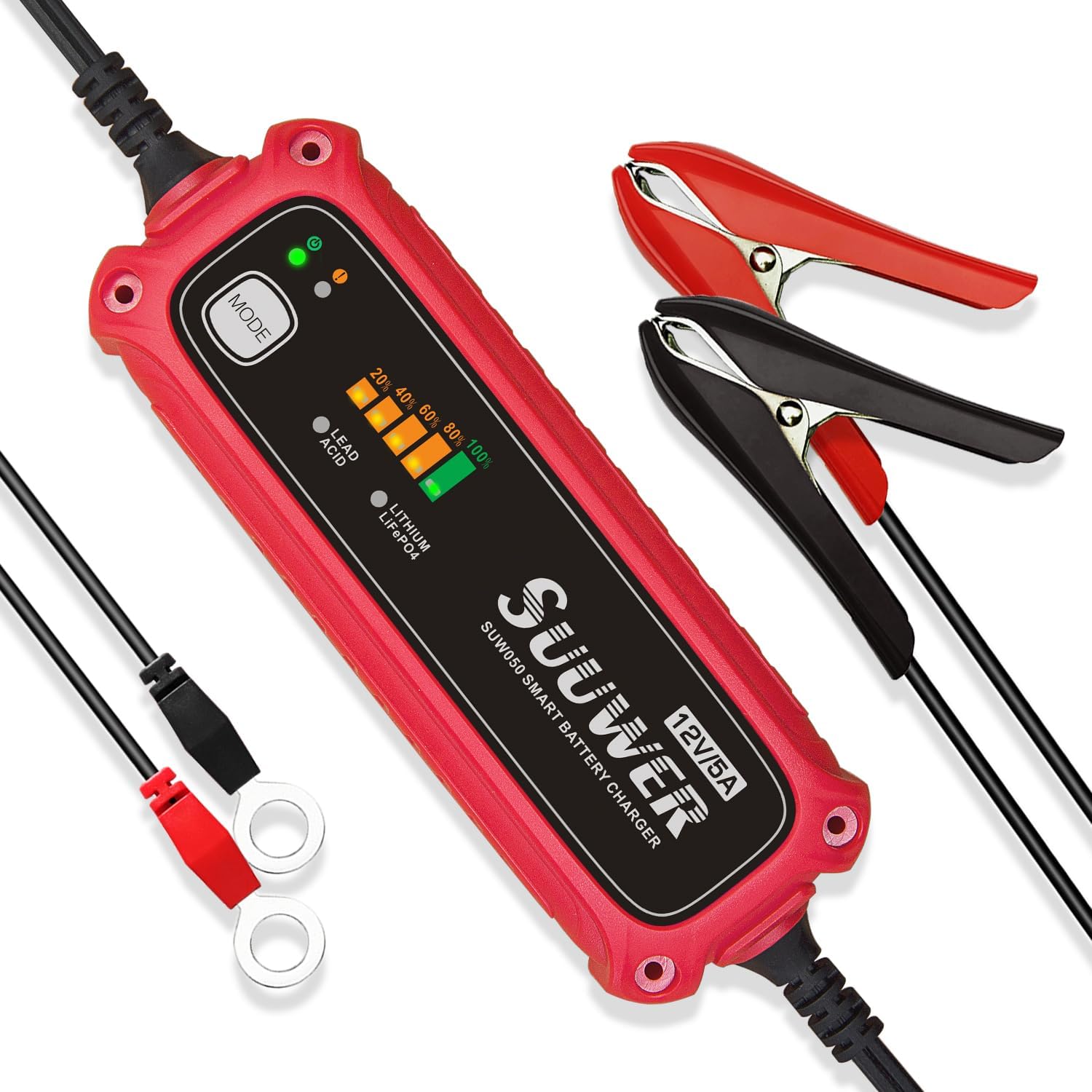 Car Battery Charger, 12V/5A 7-Stages Fully-Automatic Smart Charger ...