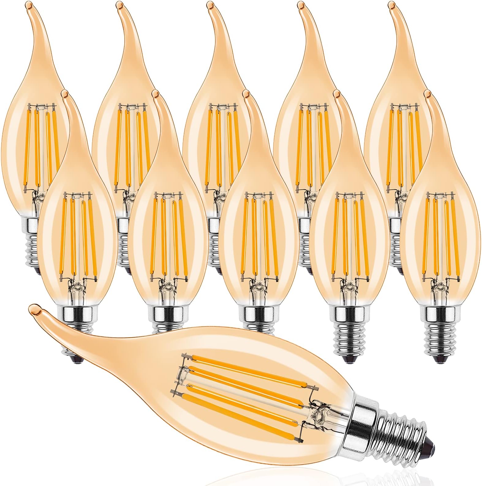 ProCrus 10 Pack E14 4W LED Dimmable Candle,C35 Vintage Candle LED for ...