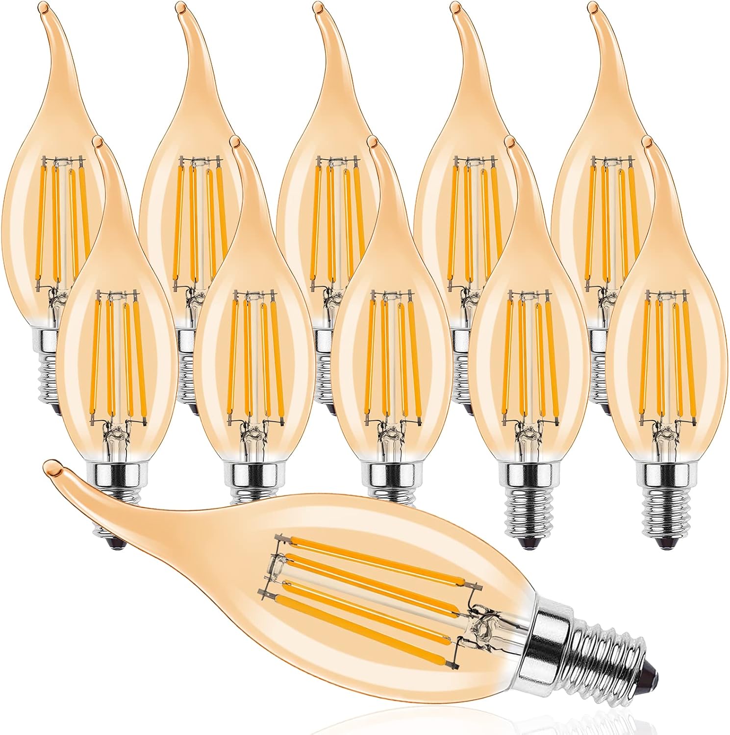 ProCrus E12 4W Candelabra LED Bulb,Vintage Candle Light Bulb,4W C35 ...