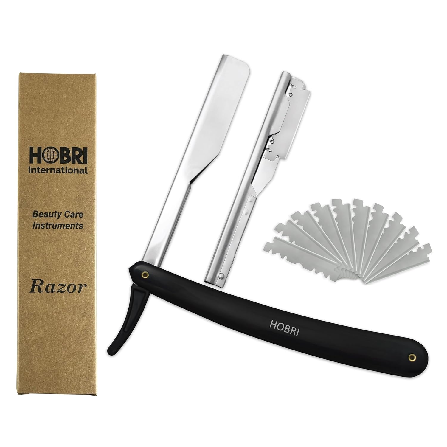 Amazon.com: Professional Barber Straight Edge Razor with 10 Blades Men ...