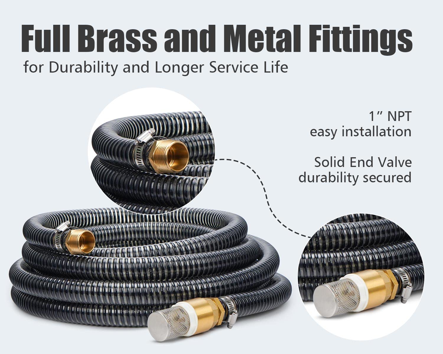 Snapklik.com : Green Expert 25FT X 1” ID Suction Hose Brass Fittings ...