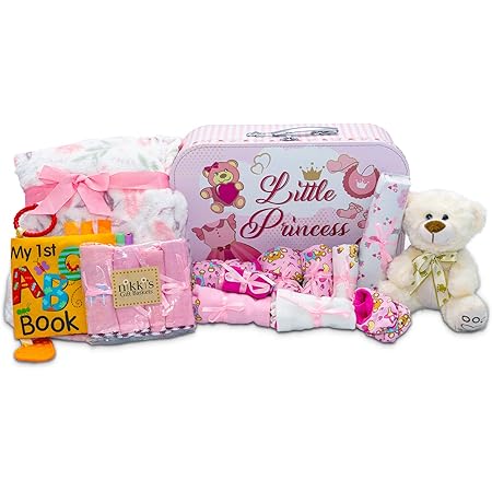 Amazon.com : Baby Gift Set – Keepsake Box in Pink with Baby Clothes ...