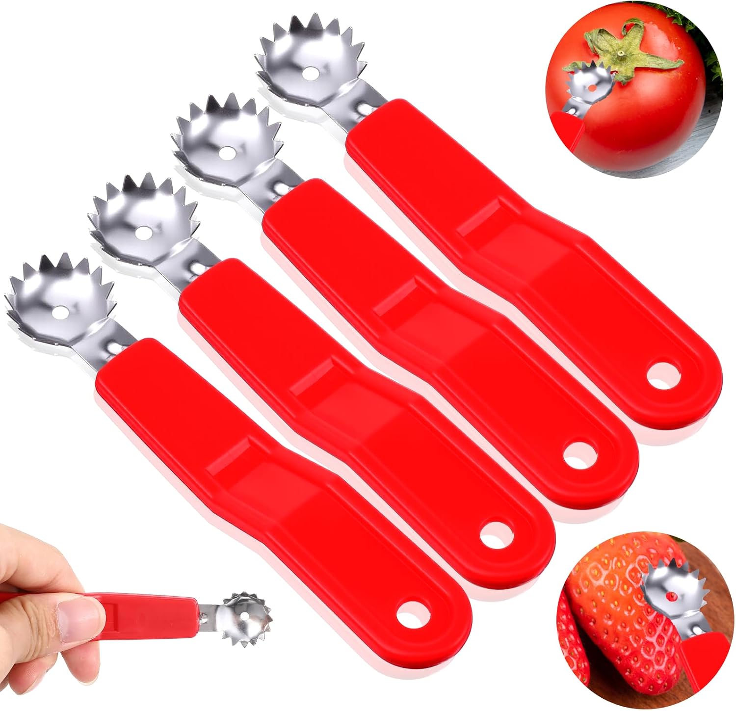 Amazon.com: 4 Pcs Tomato Corer Tool Stainless Steel Strawberry Huller ...