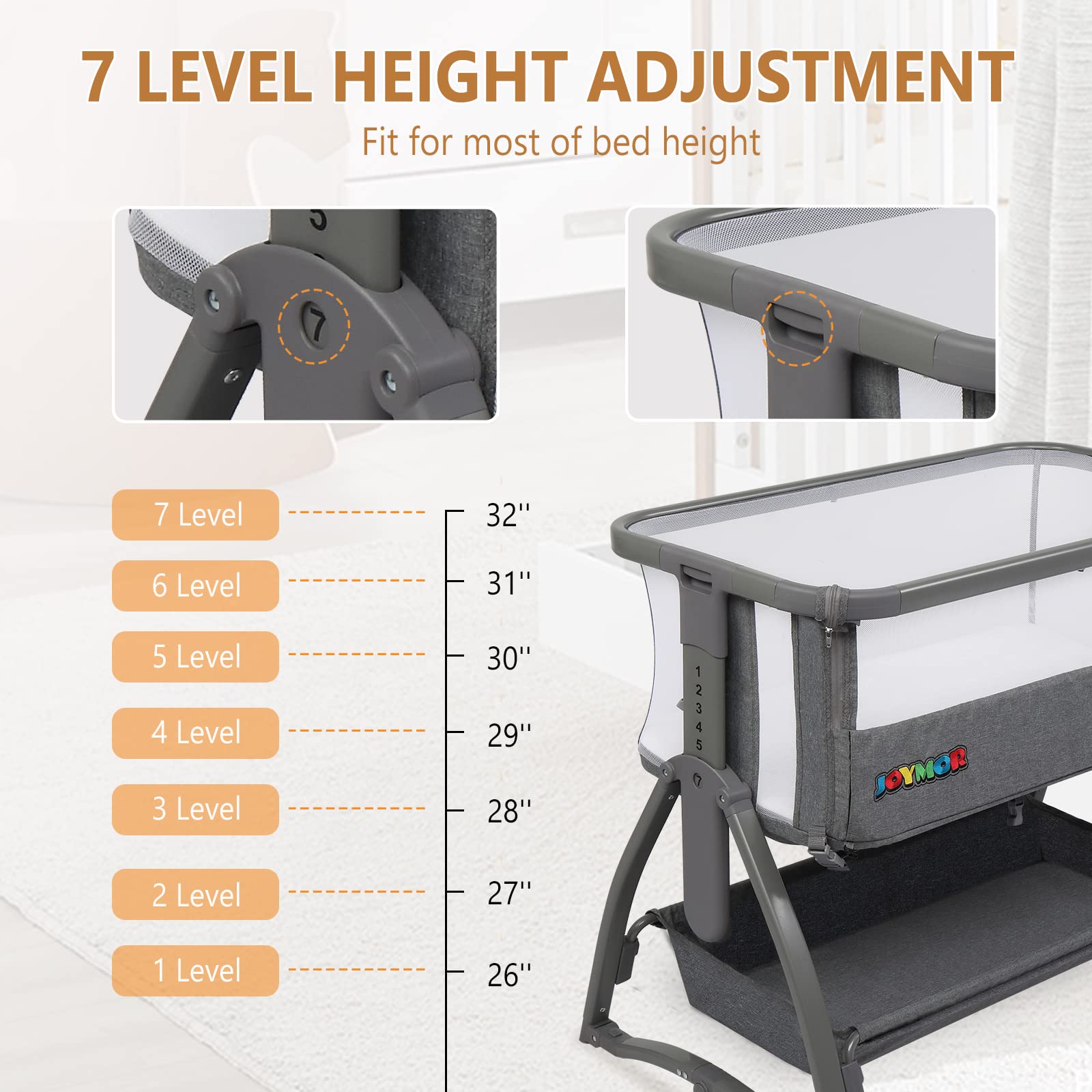 Snapklik.com : JOYMOR 4 In 1 Baby Bassinet Bedside Sleeper, Rocking ...