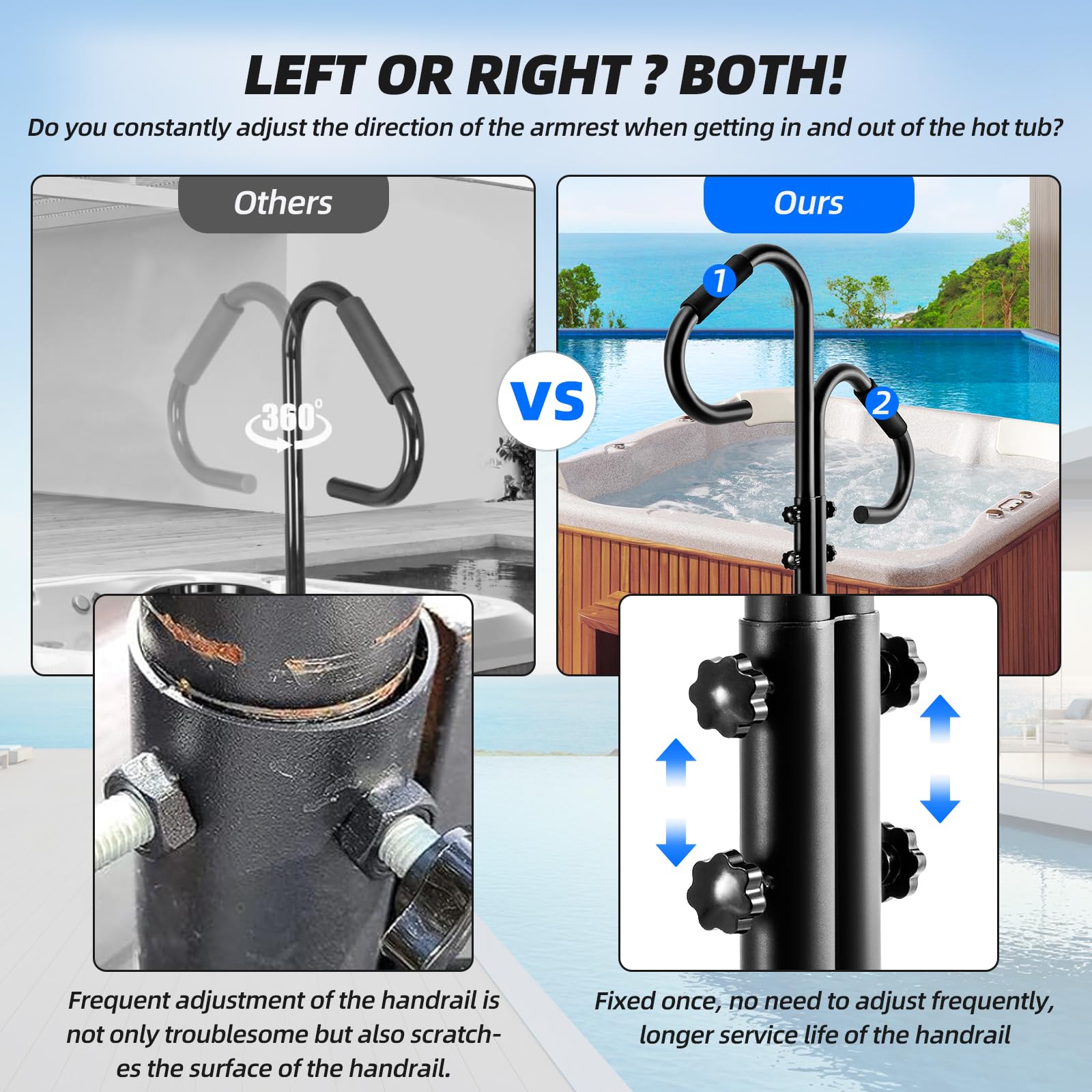 Snapklik.com : Two Way-Hot Tub Handrails, 48"-57" Adjustable Height SPA ...