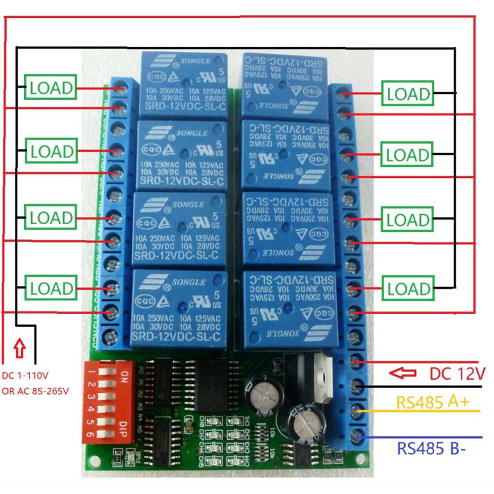 Buy Roeam RS485 Relay Modbus,12V 8CH RS485 Relay Modbus RTU Protocol ...