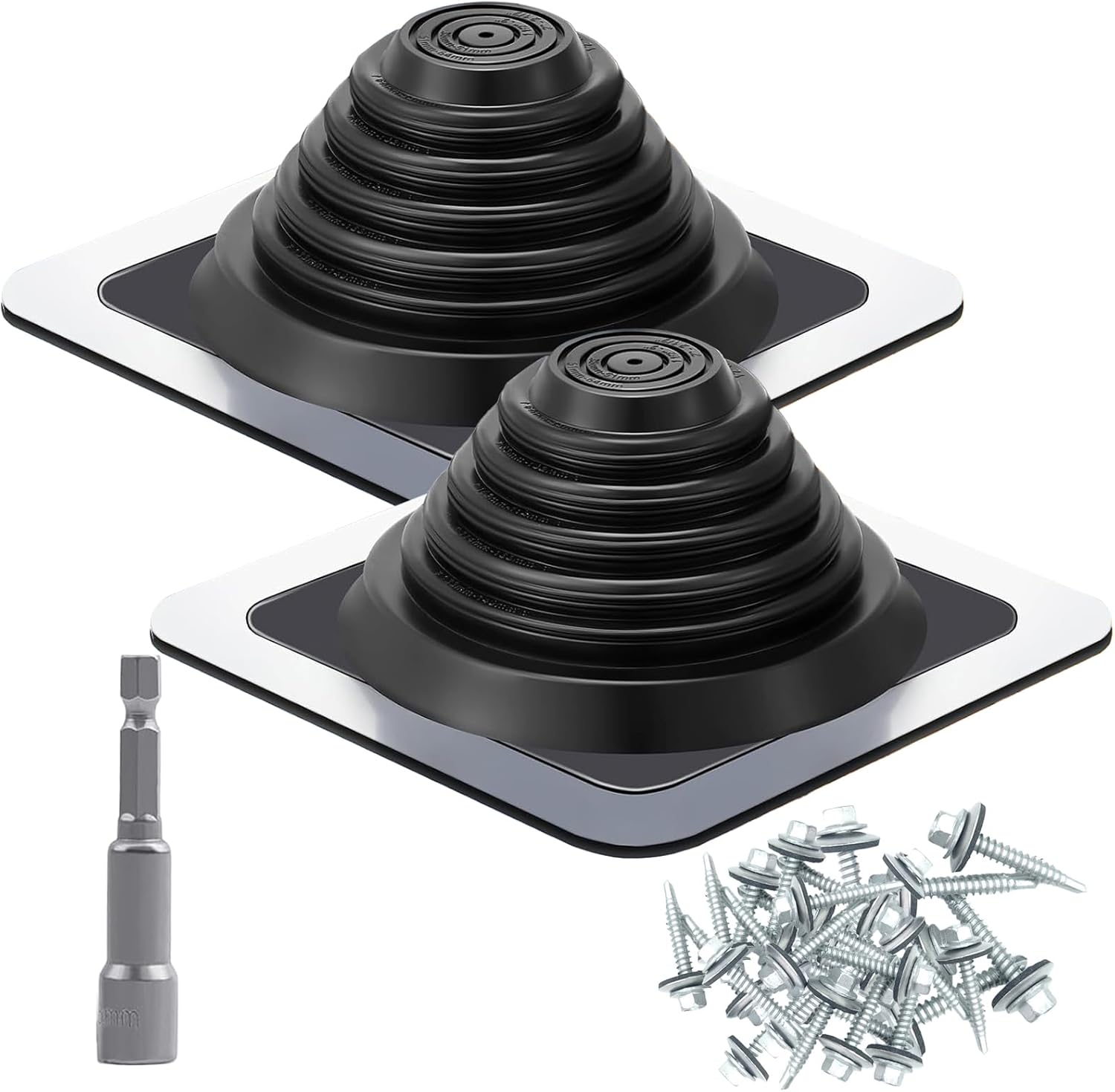 2 Pack Metal Roof Vent Boot, High Temp Silicone Roofing Boots Kit for ...