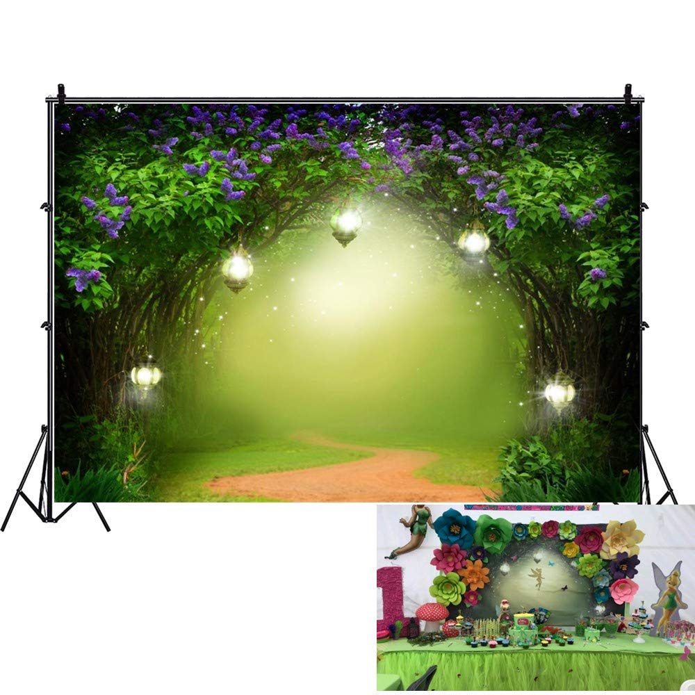 Enchanted Garden Backdrop 7x5ft Purple Vinyl Birthday Party Baby Shower ...