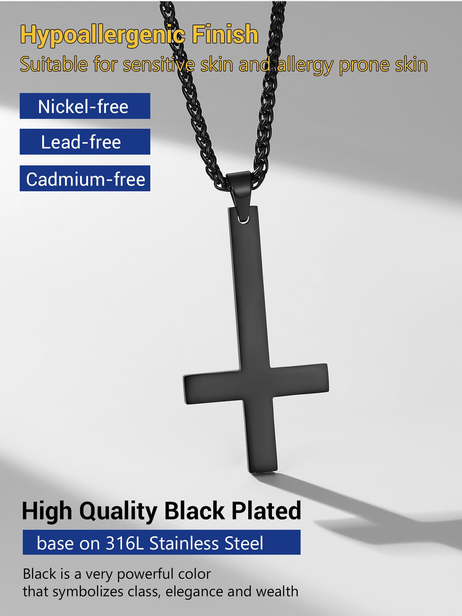 Snapklik.com : Black Inverted Cross Necklace Upside Down Cross Goth ...