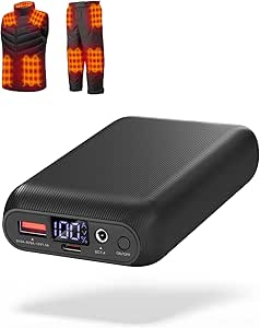 Amazon.com: 𝟳.𝟰𝗩/𝟱𝗩 𝟭𝟲𝟬𝟬𝟬𝗺𝗔𝗵 Heated Vest Battery Pack, Power Bank with ...
