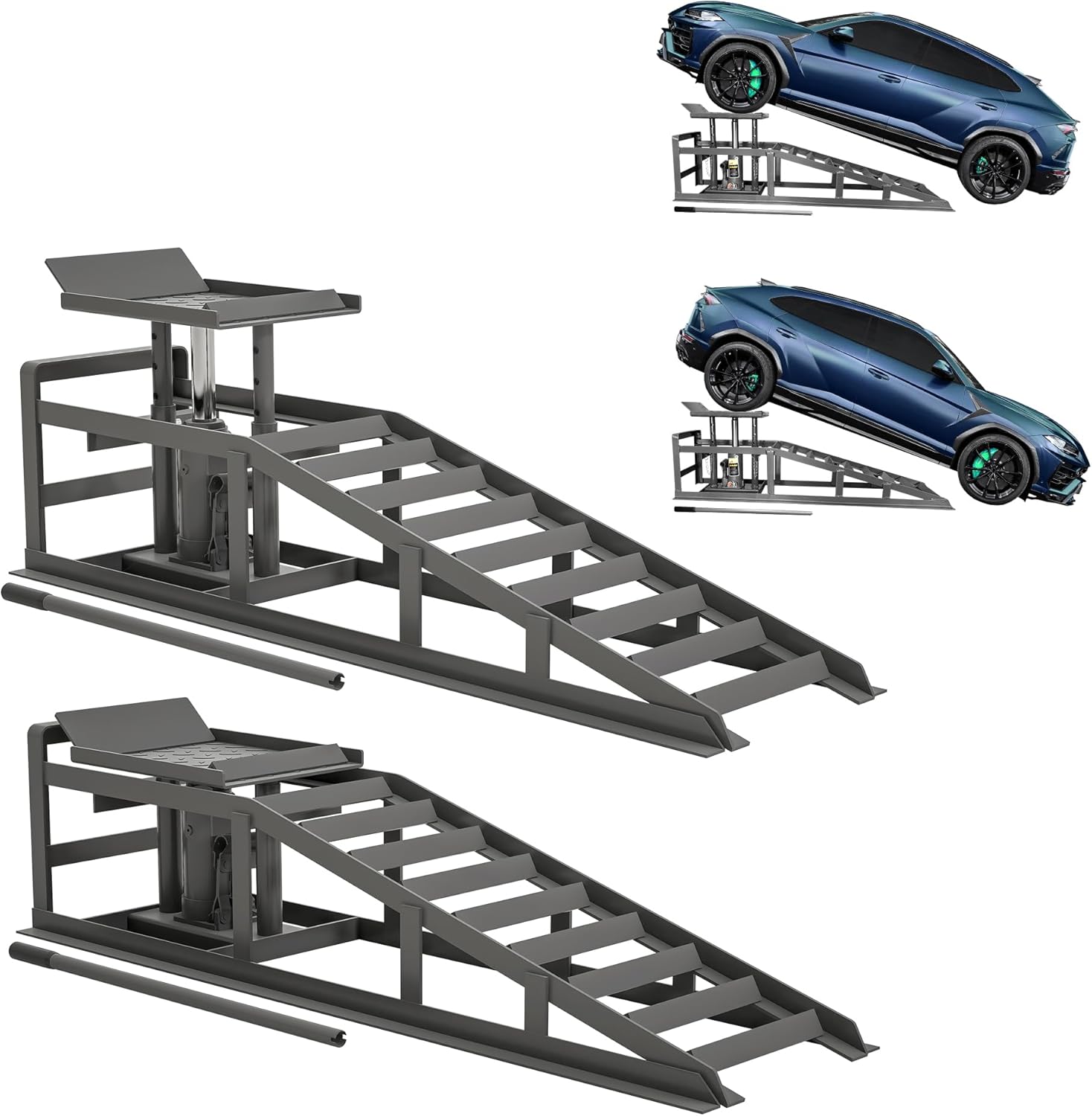 Amazon.com: Hydraulic Car Ramps 5T 11000lbs, 2 Pack Heavy Duty Steel ...