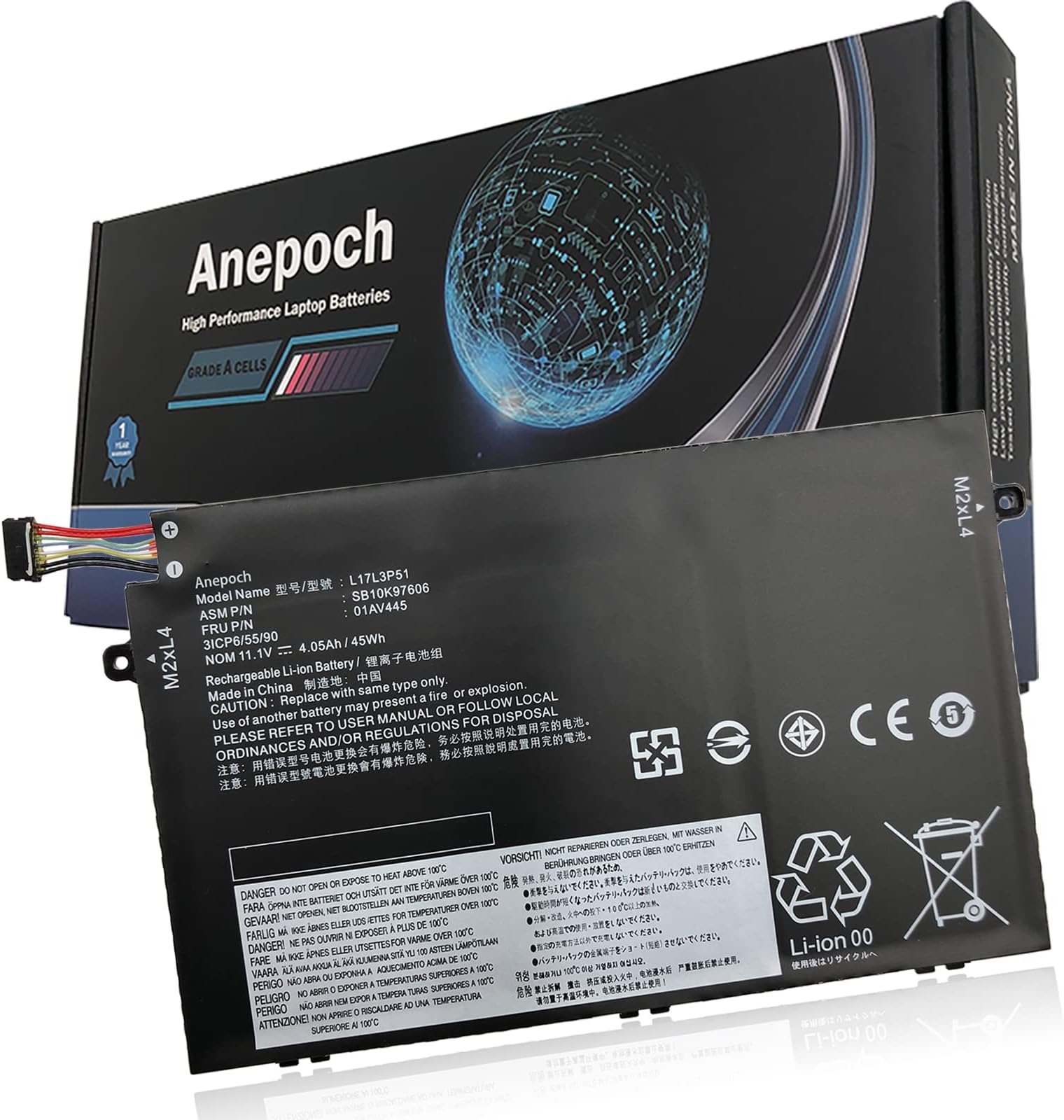 Amazon.com: Anepoch L17L3P51 01AV445 Laptop Battery Replacement for Lenovo ThinkPad E480 E490 ...