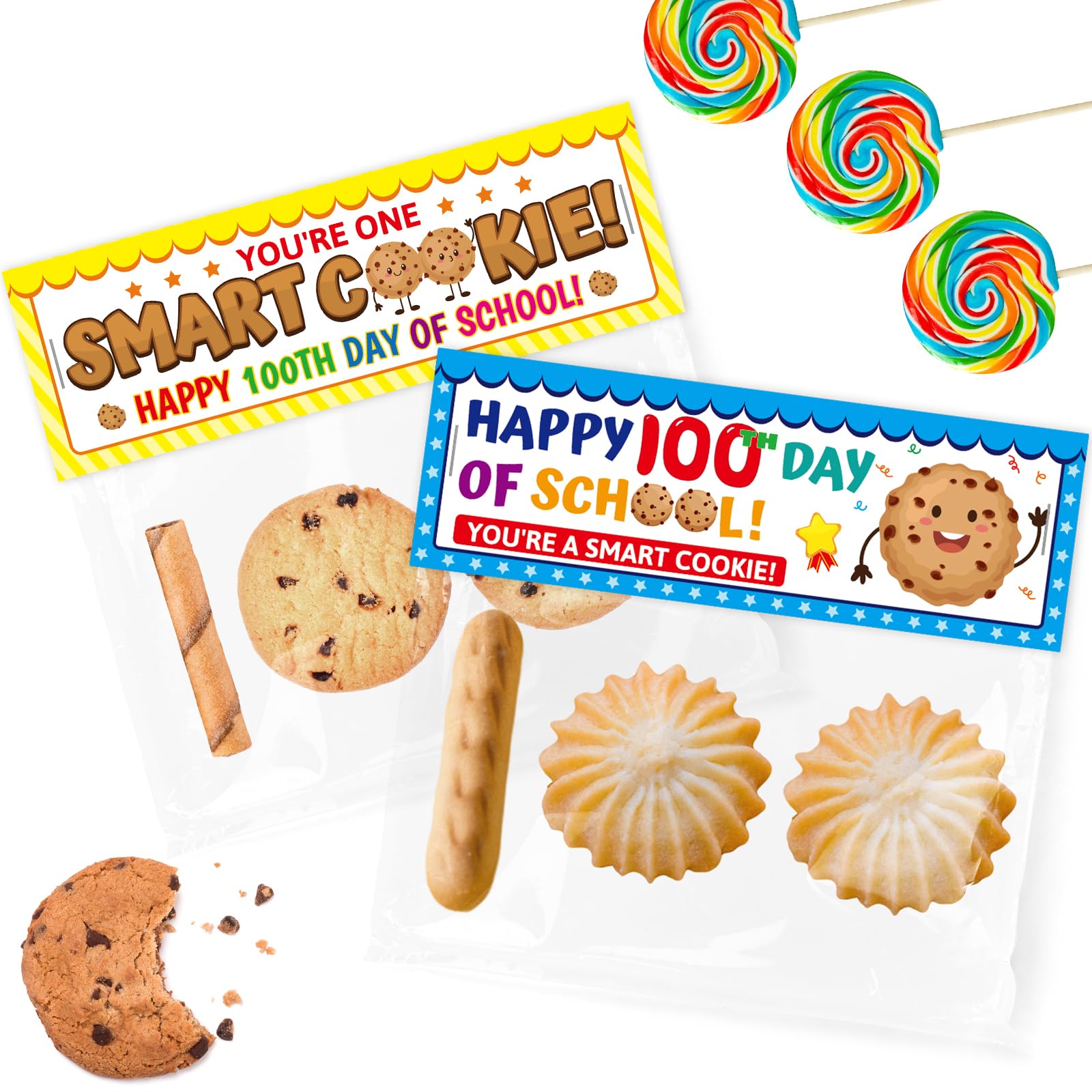 Amazon.com: Fancy Land Happy 100th Day of School Treat Bag Toppers and ...