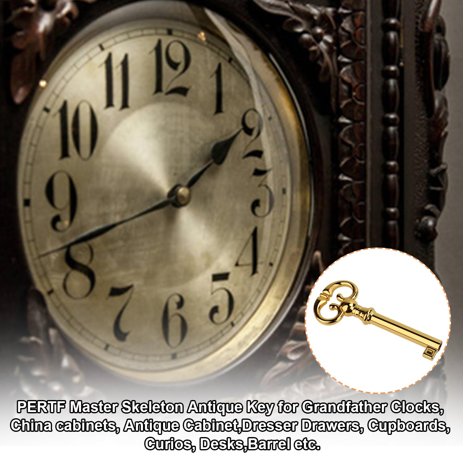 Vintage Cabinet Lock Key Skeleton Key Nickel Plated Hollow Barrel For ...