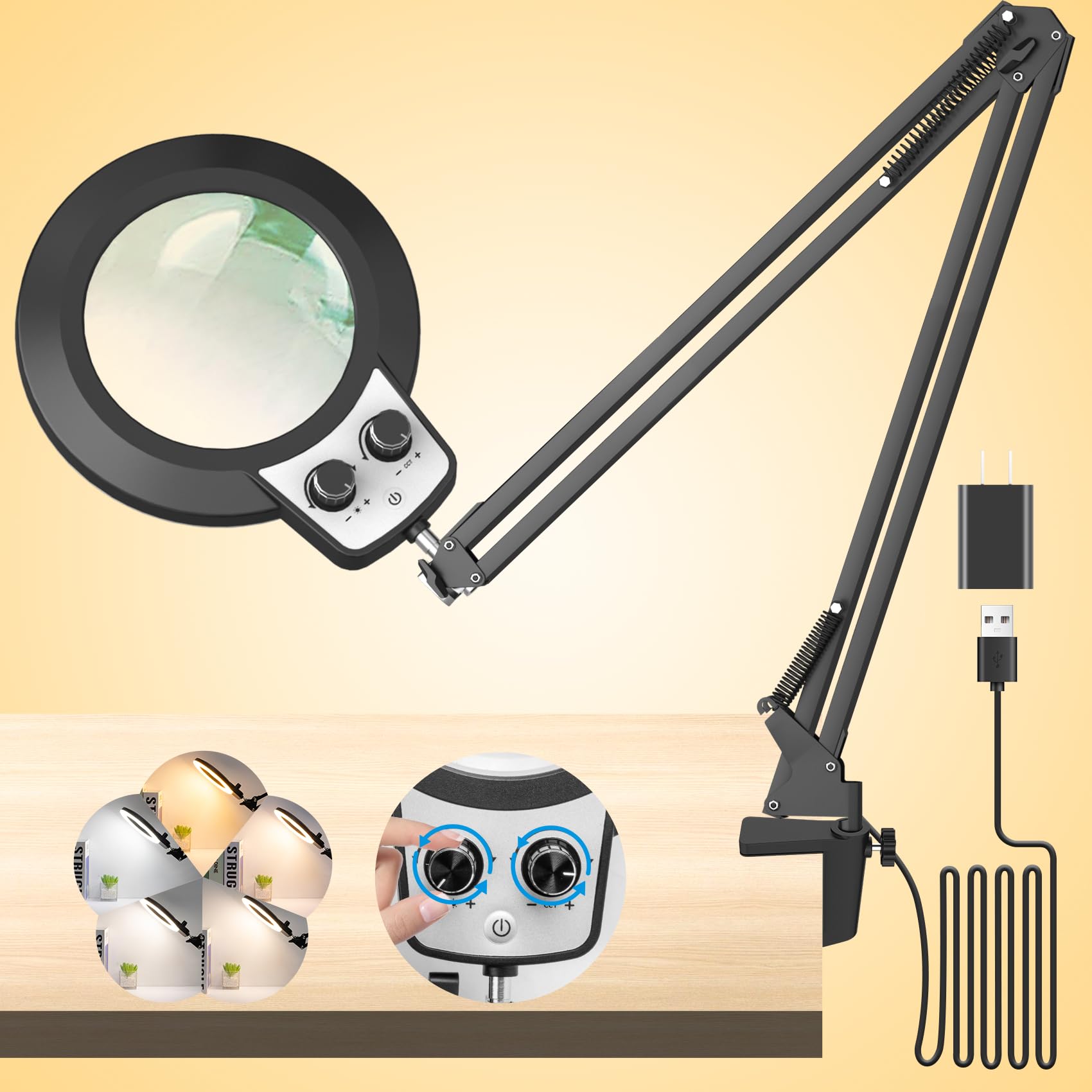 Amazon.com: KIRKAS 10X Magnifying Glass with Light, Long Swing Arm, Any ...