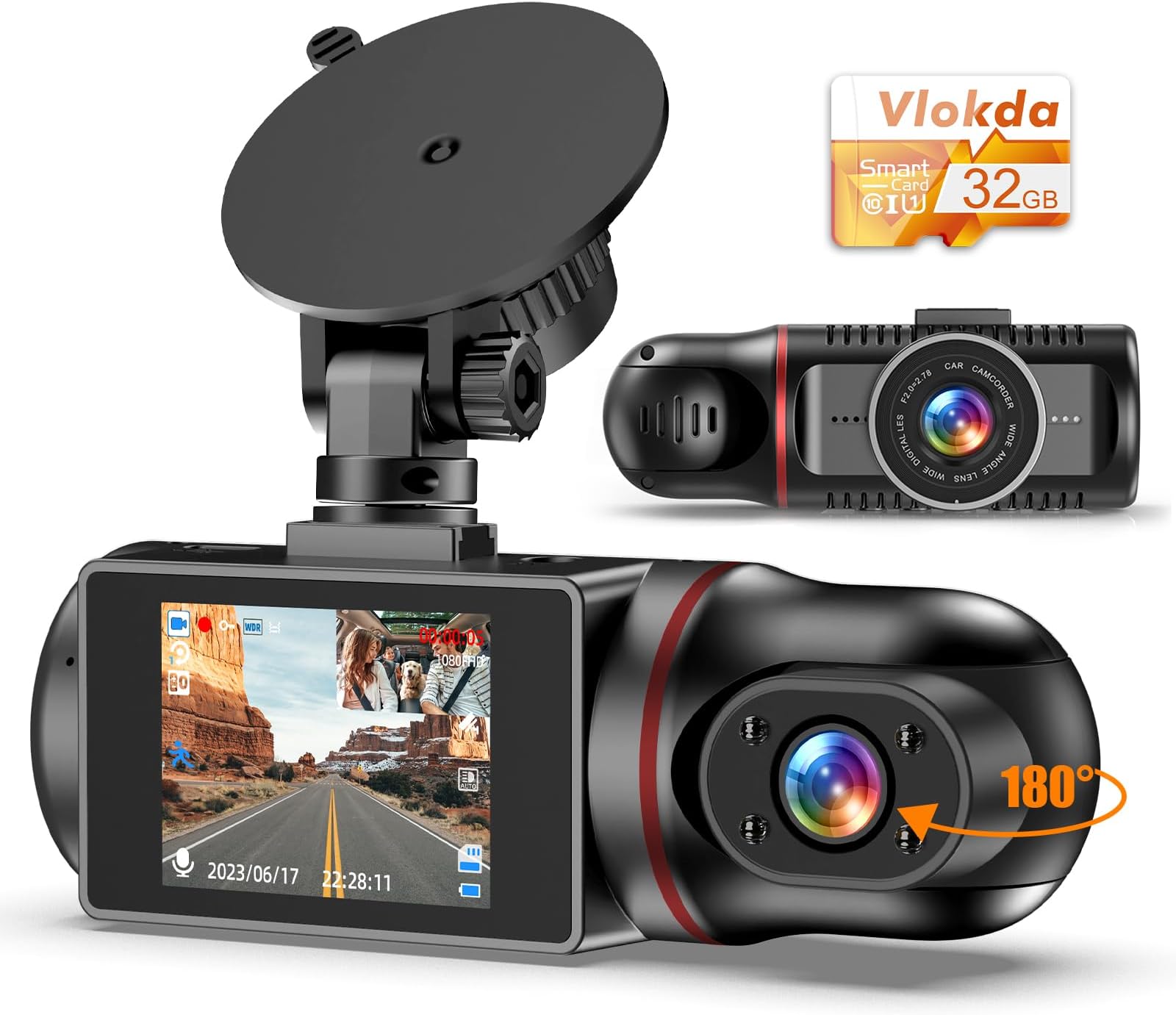 Dash Cam Front and Inside, Dashcam for Cars 1080P Dual Dash Camera with ...