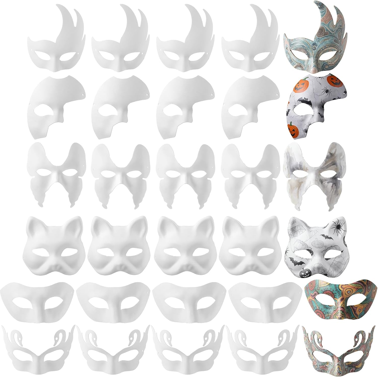 Amazon.com: Neyauo 30 Pack Paper Mache Masks to Decorate DIY Blank ...