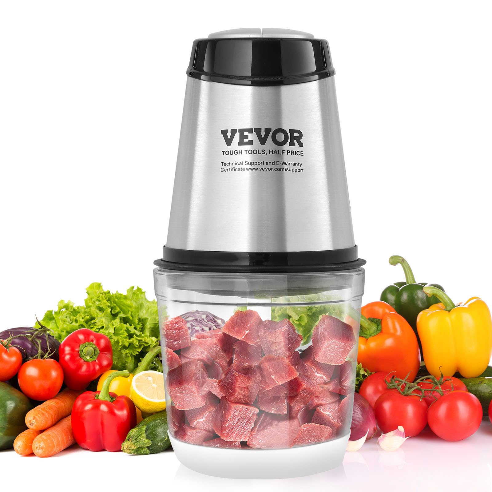 Amazon.com: VEVOR Food Processor, Mini Electric Chopper 400W, 2 Speeds ...