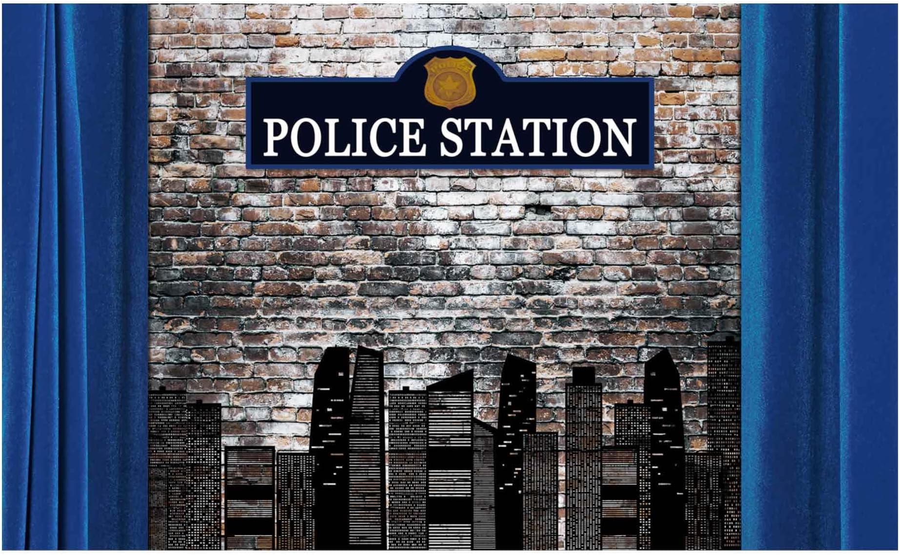 Amazon.com : Funnytree Police Station Building Photography Backdrop for ...