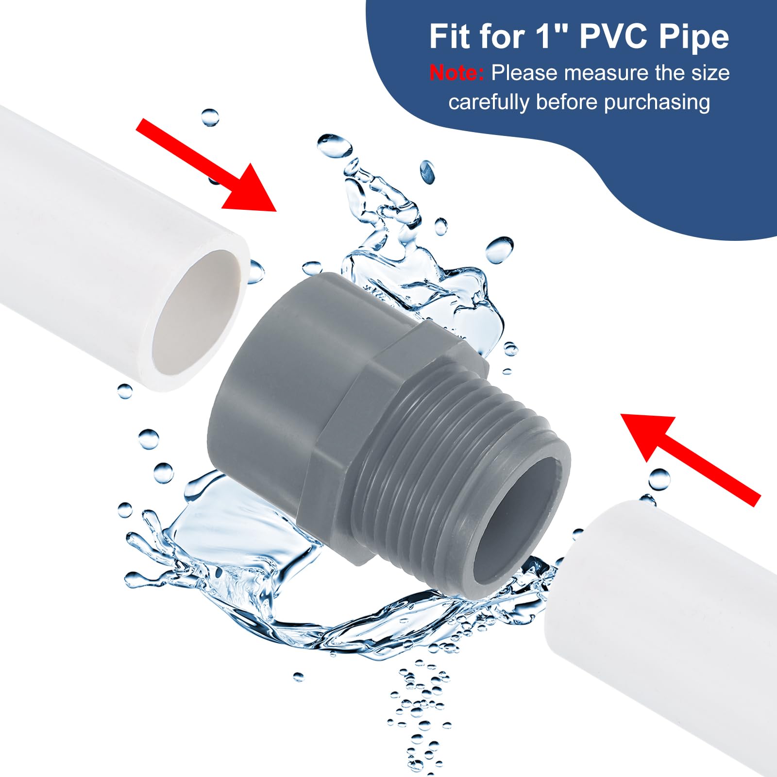 Pipe Thread Sealant PVC Male Couplings 16 Pack 1/2 Inch PVC Male Thread ...
