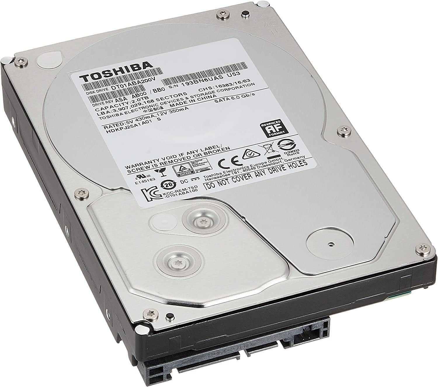 Amazon.co.jp: TOSHIBA DT01ACA200 [2TB/3.5インチ内蔵ハードディスク] [7200rpm] / SATA ...
