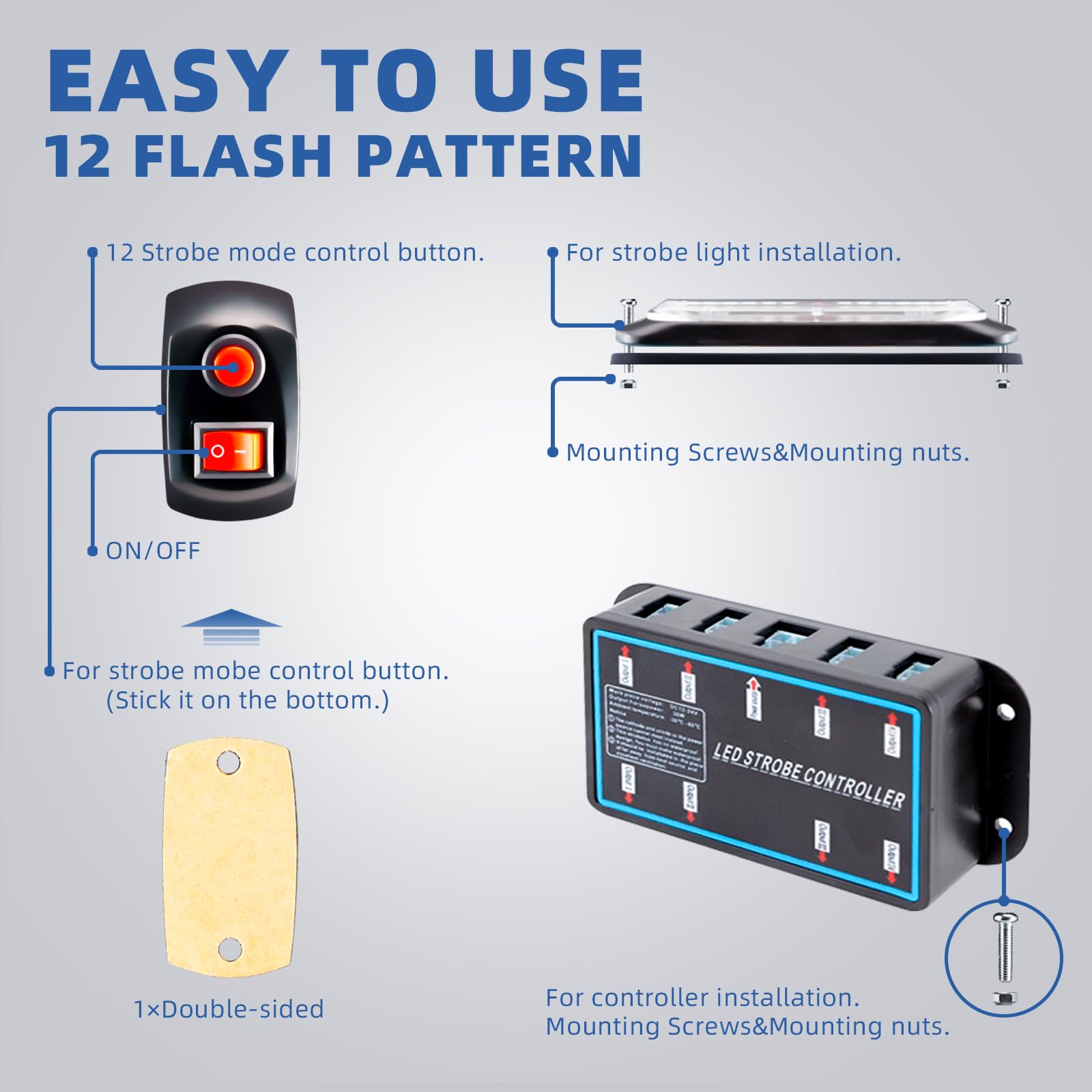 Snapklik.com : PKINGLAKE 8pcs Sync Feature Emergency Strobe Grille ...