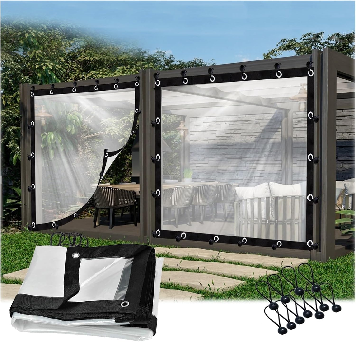 Clear Tarps Heavy Duty Waterproof Tarpaulin with Grommets Outdoor ...
