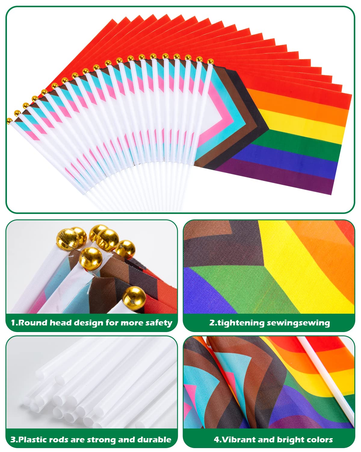 Snapklik.com : 50 Pack Progress Rainbow Pride Small Hand Held Flag For ...