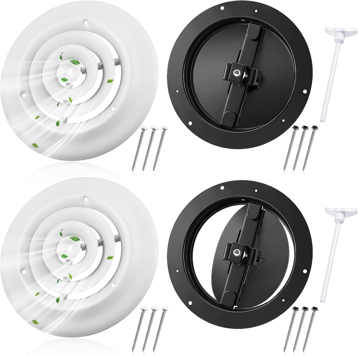 Therwen 2 Set 6 Inch Round Vent Cover Ceiling Diffuser HVAC Vent Duct ...