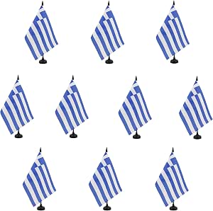 Amazon.com: AZ FLAG - Set of 10 Greece Table Flags 21 x 14 cm - 10 ...