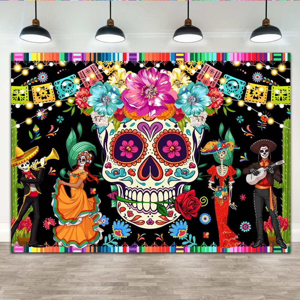 Amazon.com : Lofaris 7x5ft Mexican Day of The Dead Backdrop Party ...