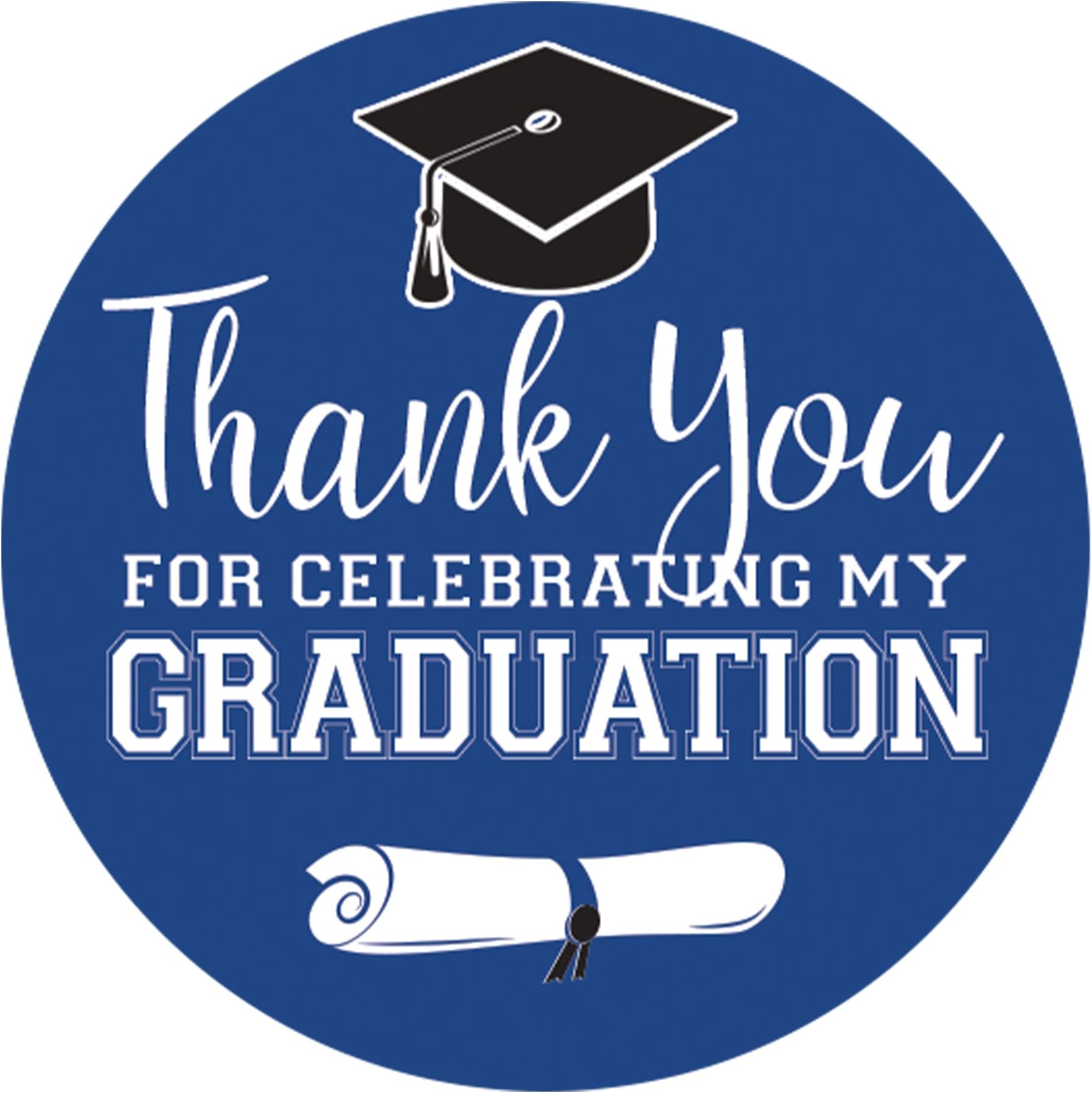 Amazon.com : Blue White Graduation Thank You Stickers, Congrats Grad ...