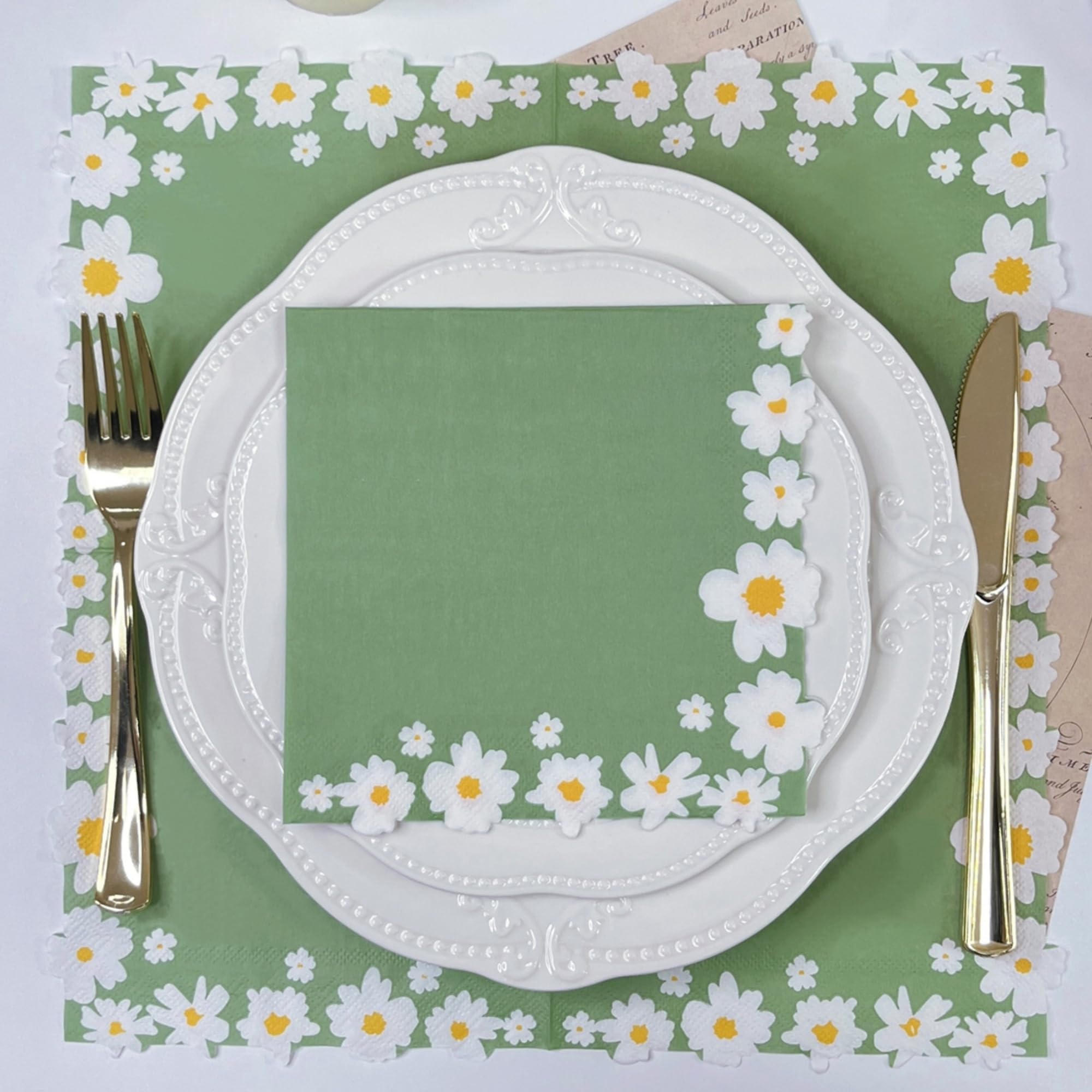 Amazon.com: Besalily Daisy Floral Paper Napkins 20-Count Disposable ...