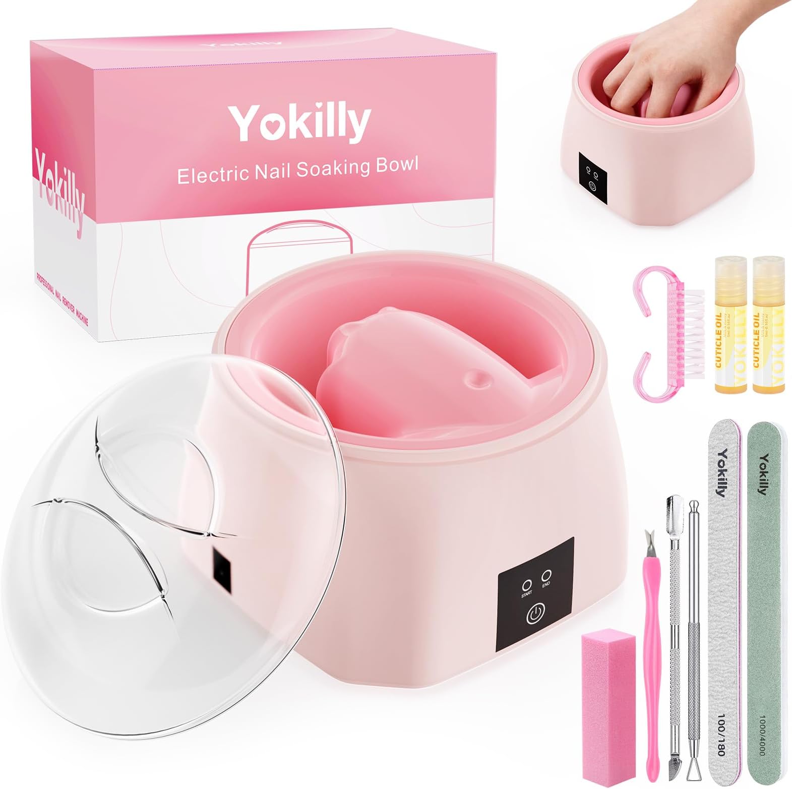 Amazon.com : Yokilly Nail Soaking Bowl Heated: 50% Faster Nail Soak off ...