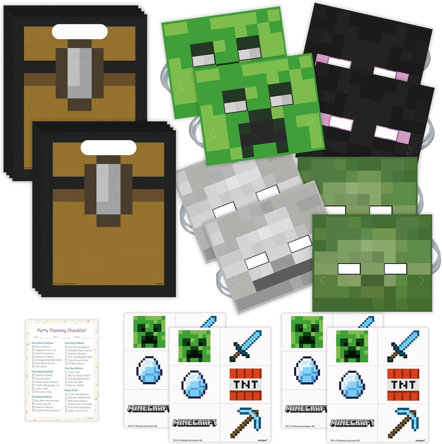 Amazon.com: Unique Minecraft Party Favors - 16 Guests - Bundle with ...