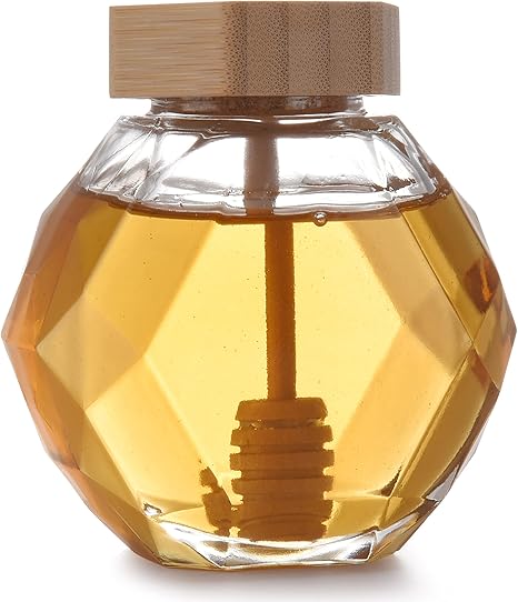 Amazon.com: Bruntmor Glass Honey Jar Container - Small Honey Pot with ...