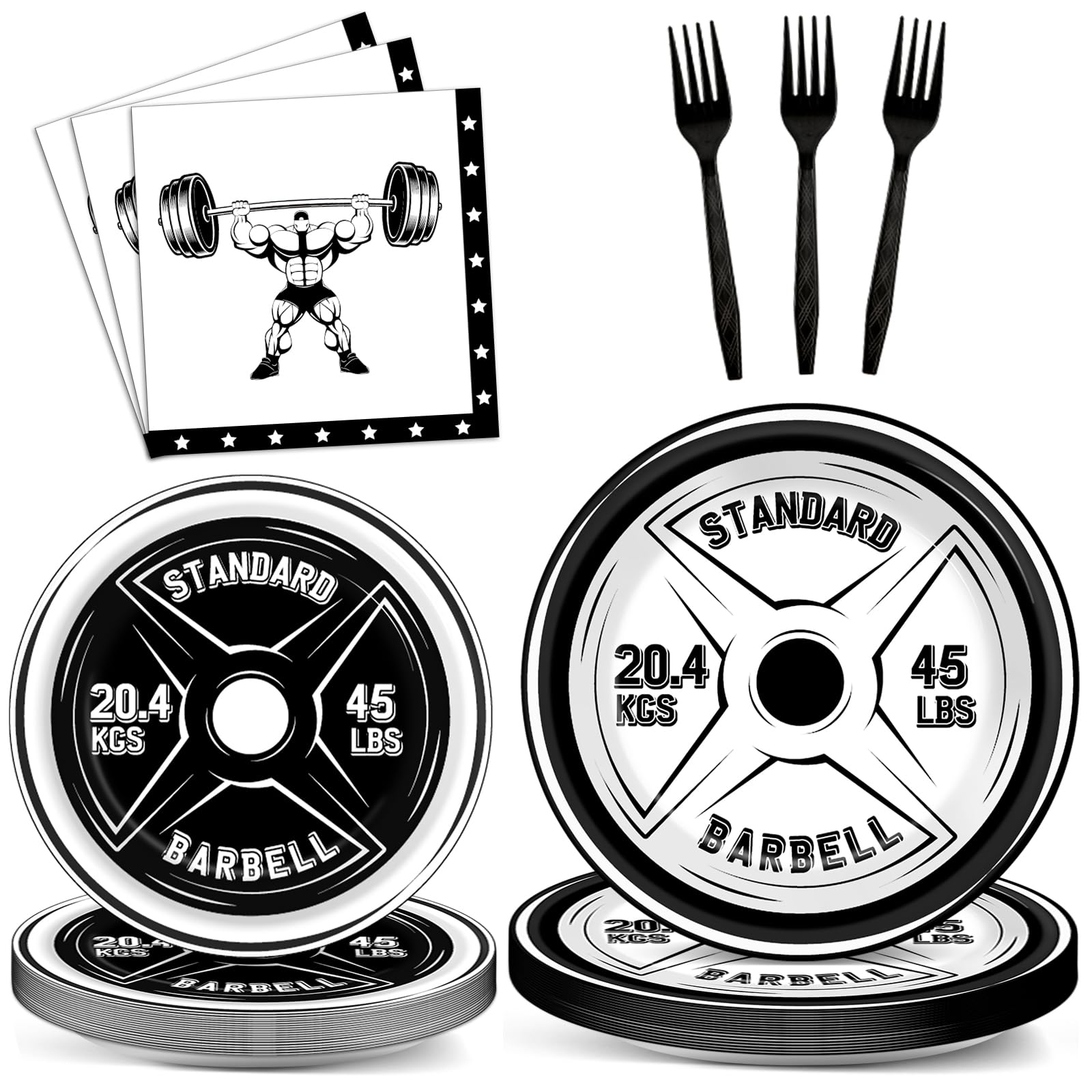 Amazon.com: 96 Pcs Gym Birthday Party Supplies Bodybuilder Theme Paper ...