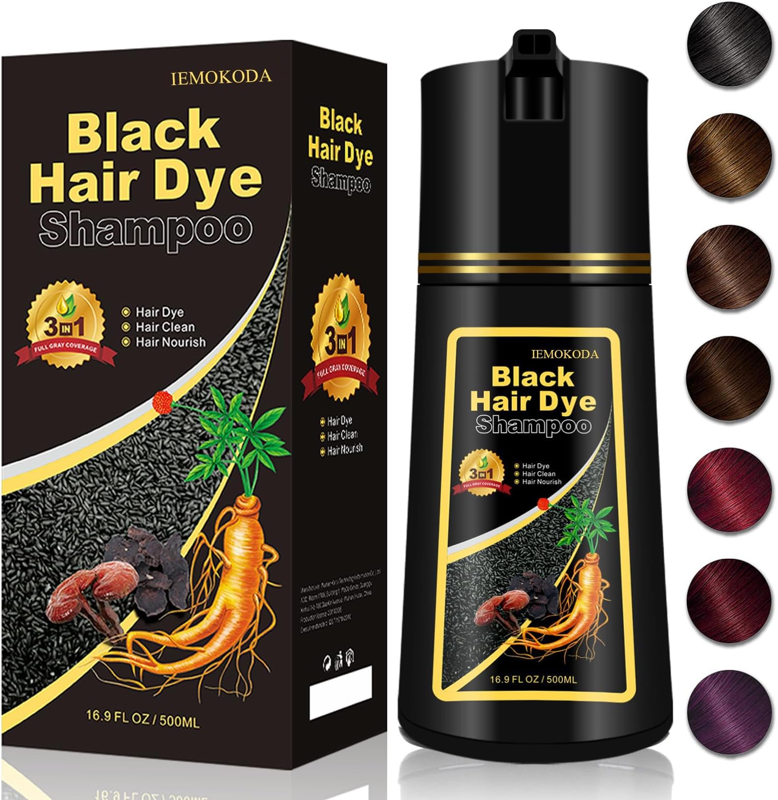Amazon.com : RILSIC Brown Hair Dye Shampoo 3 IN 1, Instant Hair Color ...