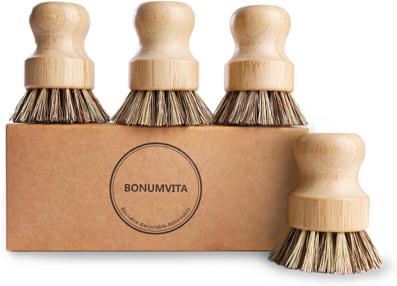 Amazon.com: ELYN Bamboo Dish Brush Set, Dish Scrubber & Kitchen Brush ...