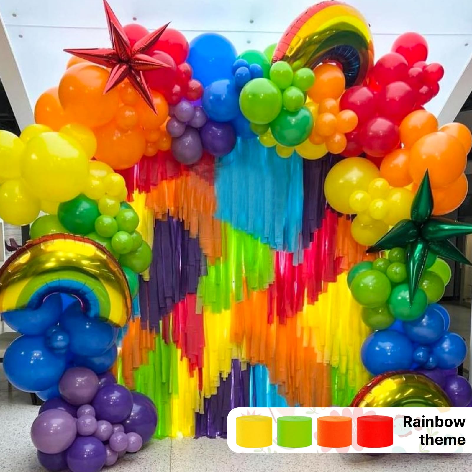 Snapklik.com : PartyWoo Rainbow Crepe Paper Streamers 6 Rolls 492 Ft ...