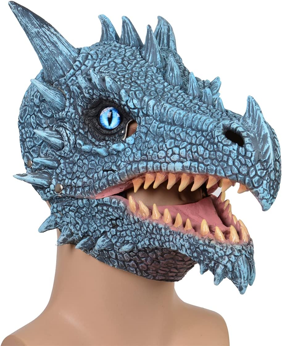 Amazon.com: LarpGears Halloween Costume Latex Moving Mouth Mask Animal ...