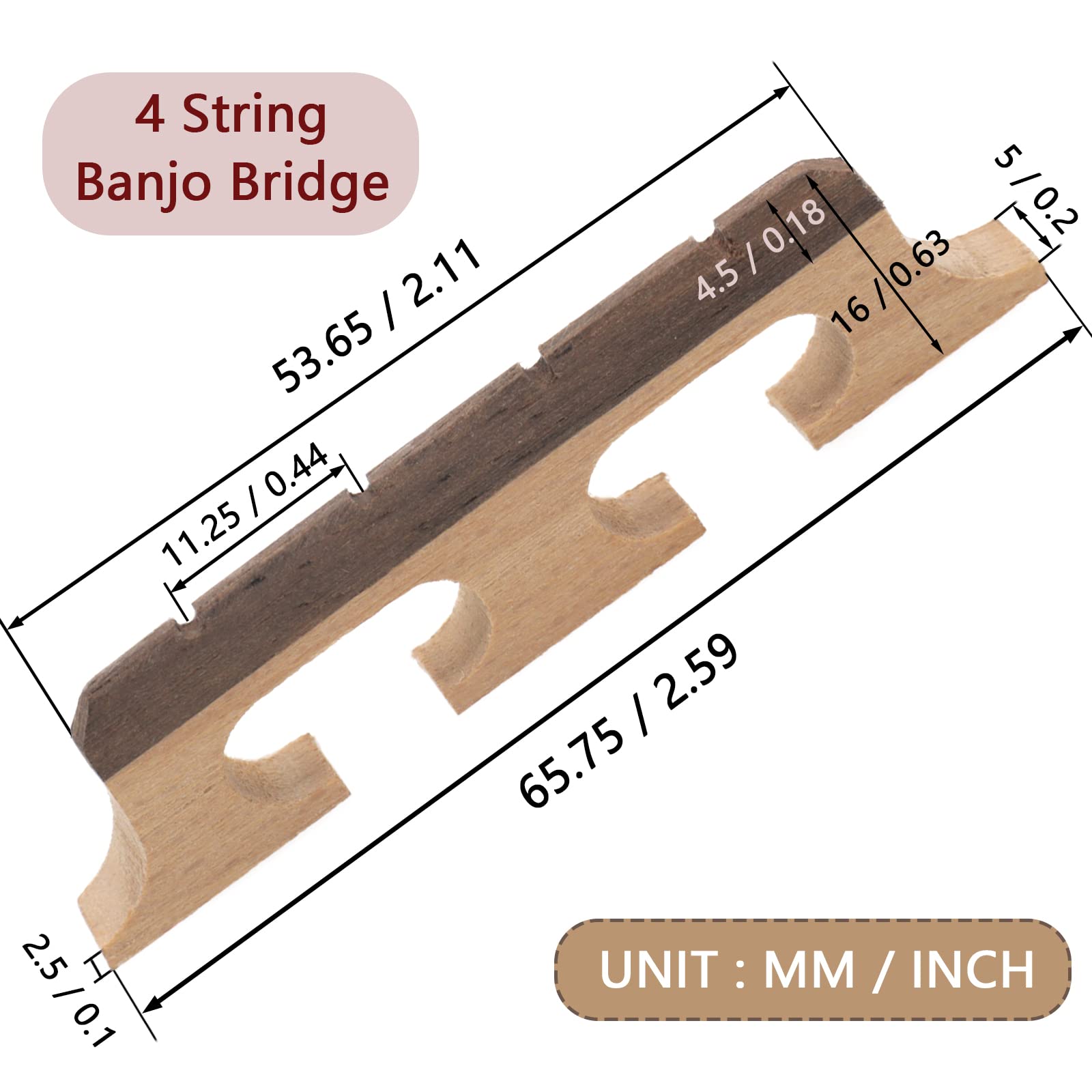 Snapklik.com : Cheerock 4-String Banjo Bridge, Ebony Maple Banjo Bridge ...