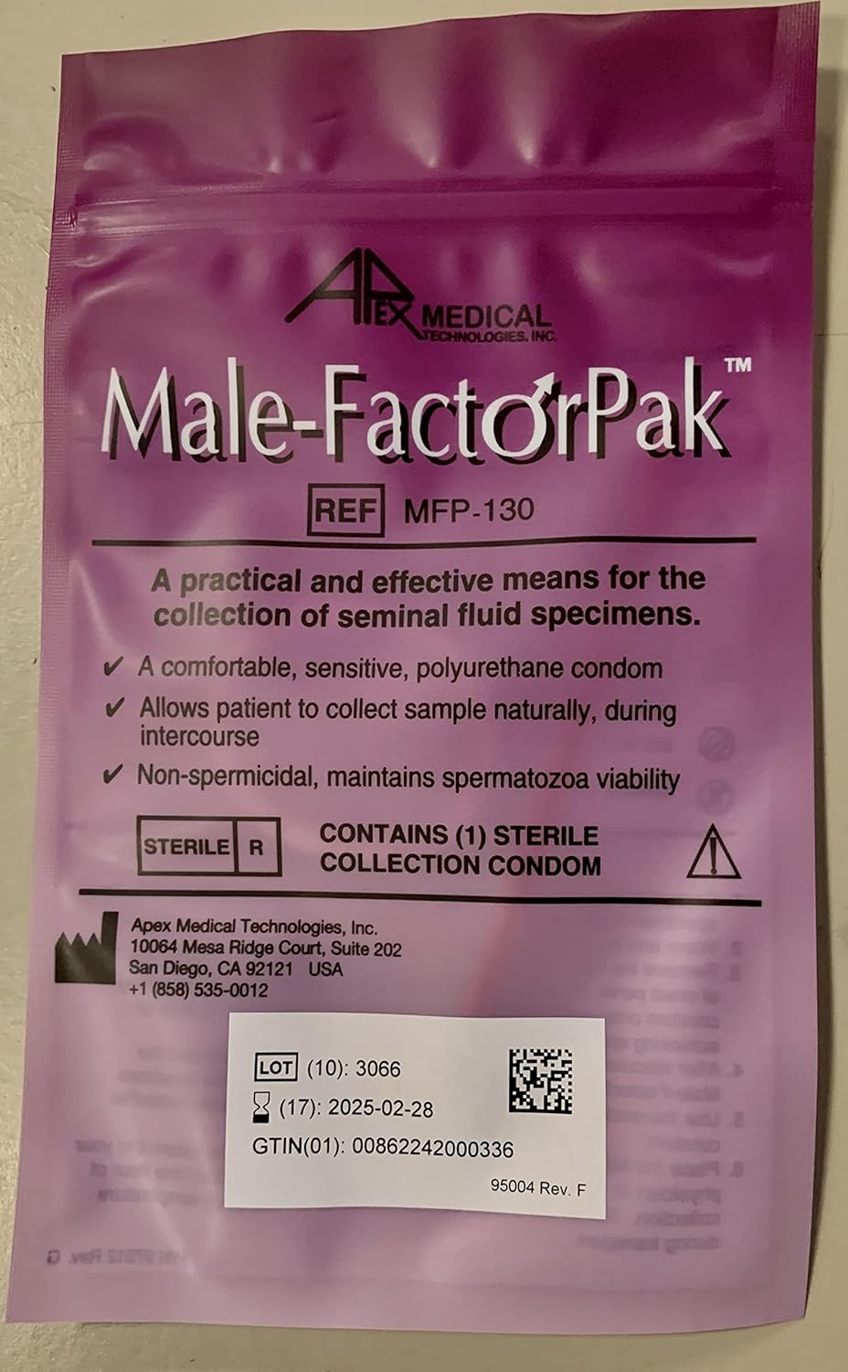 Male-FactorPak Semen Collection Condom 1 Pack : Amazon.ca: Health ...