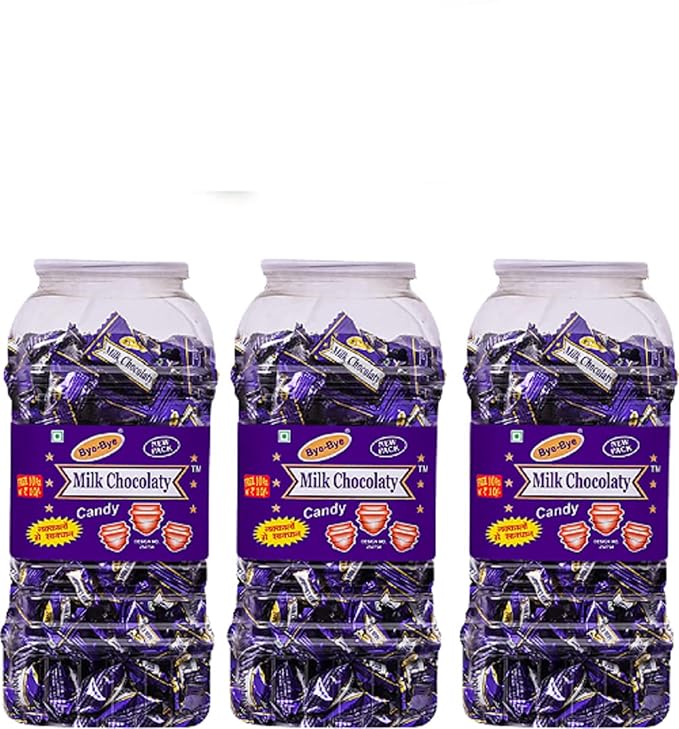 Bye-Bye Milk Chocolaty Candy 600gm X 3 Jar Toffee Candies for Kids Pack ...