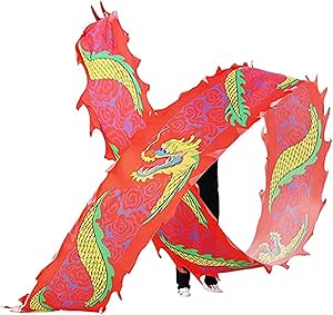 Amazon.co.jp: Dragon Dance Ribbon 3D Colorful Silky Dragon Poi Chinese ...