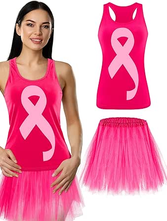 Amazon.com: Toulite 2 Pcs Breast Cancer Awareness Costume for Running ...