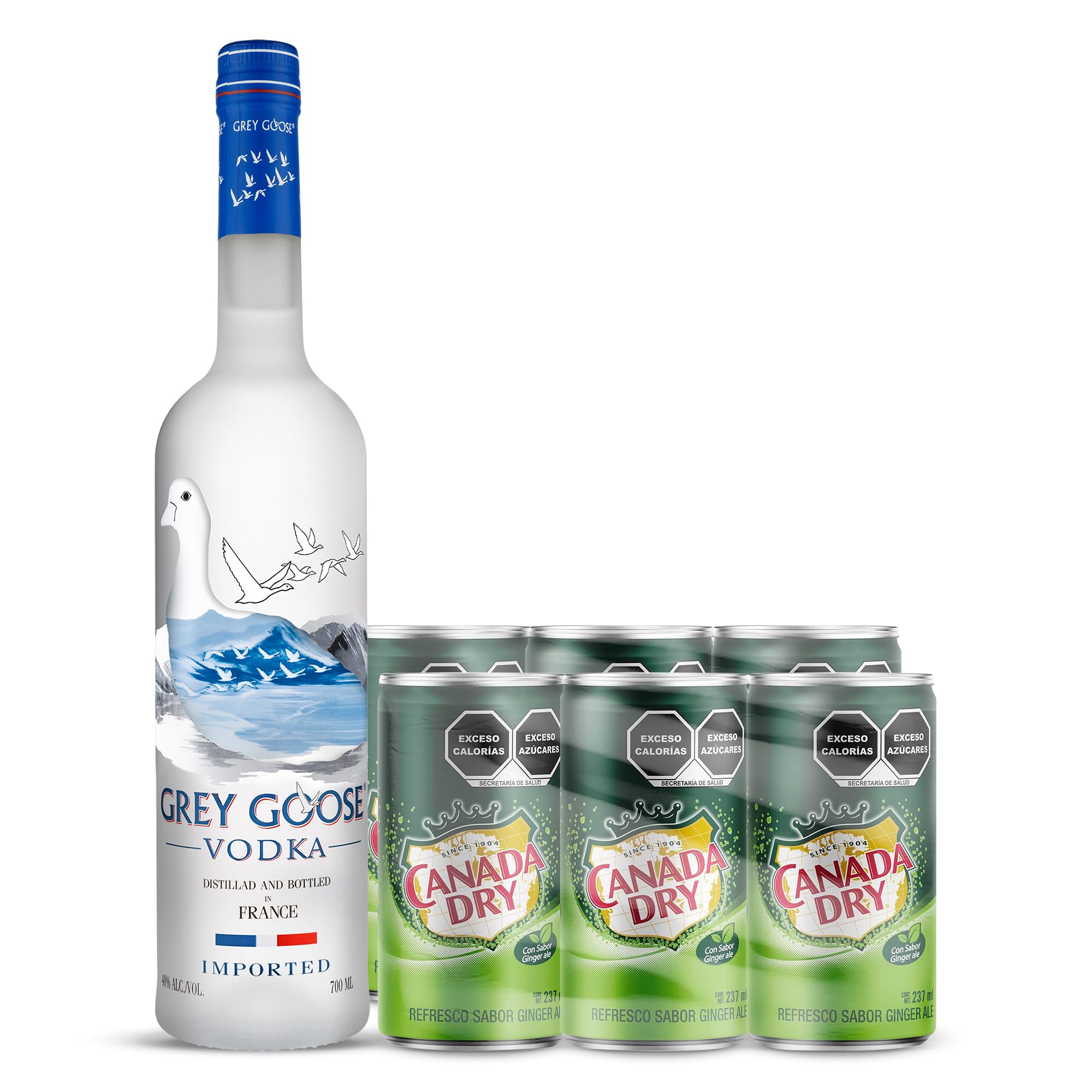 GREY GOOSE COSMO ACE (GREY GOOSE, Vodka de 700 ml + 6 Latas de Ginger ...