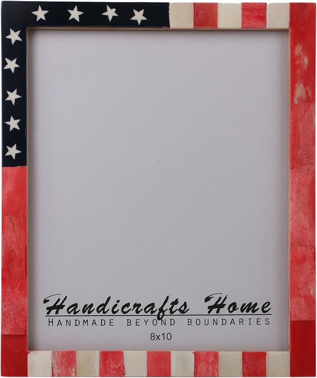USA American Flag Picture Photo Frame Souvenirs Handmade Naturals Bone ...