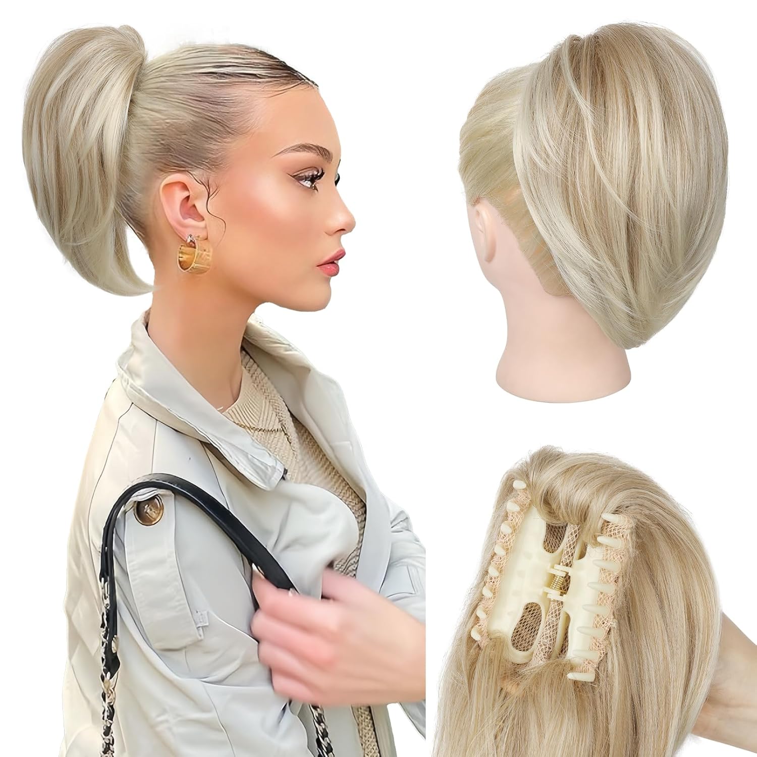 Amazon.com : NTYNTY Ponytail Extension, 10" Short Claw Clip in Ponytail ...