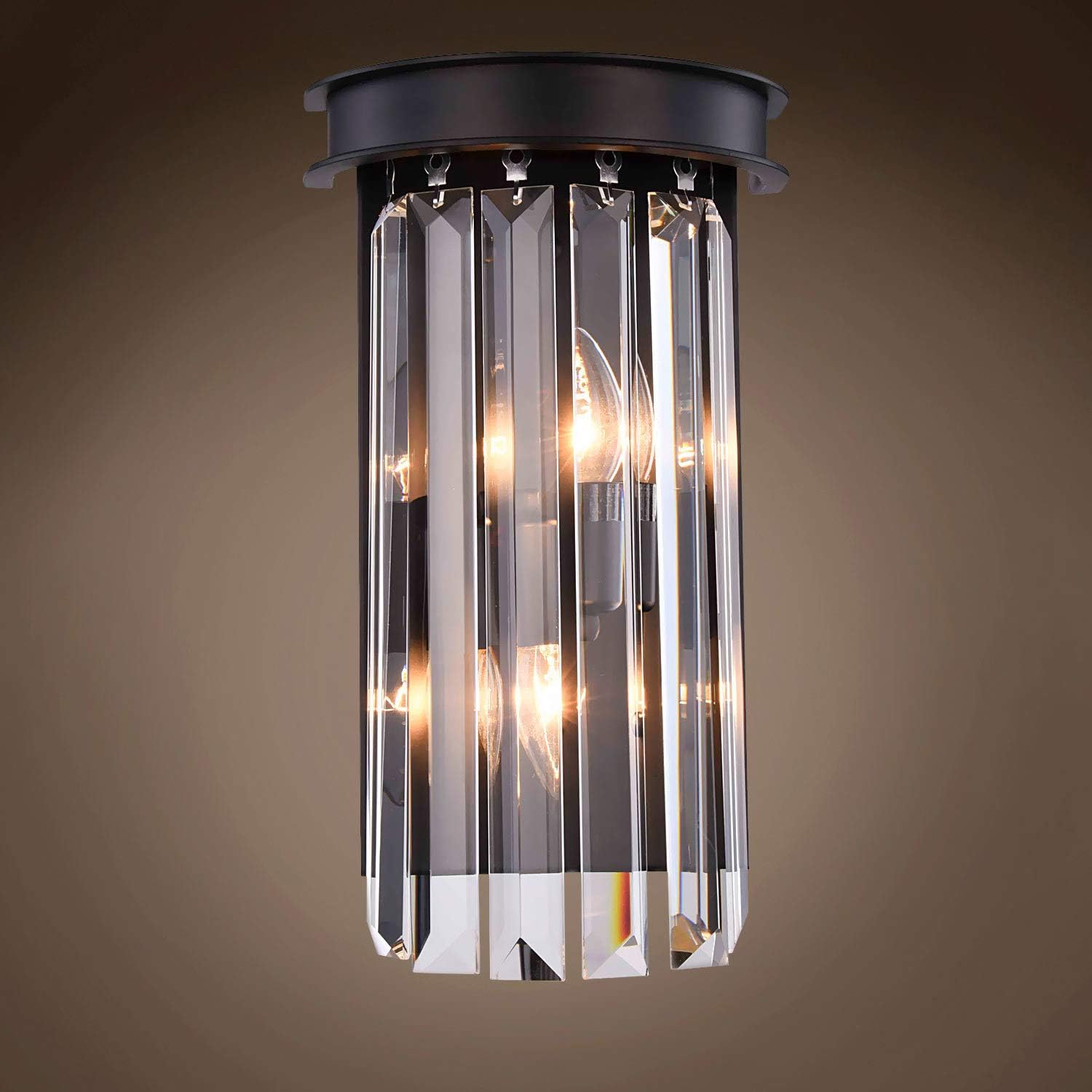 Crystal Prysm Clear Crystal Prism 2 Light 8" Grey Iron Wall Sconce(Led ...